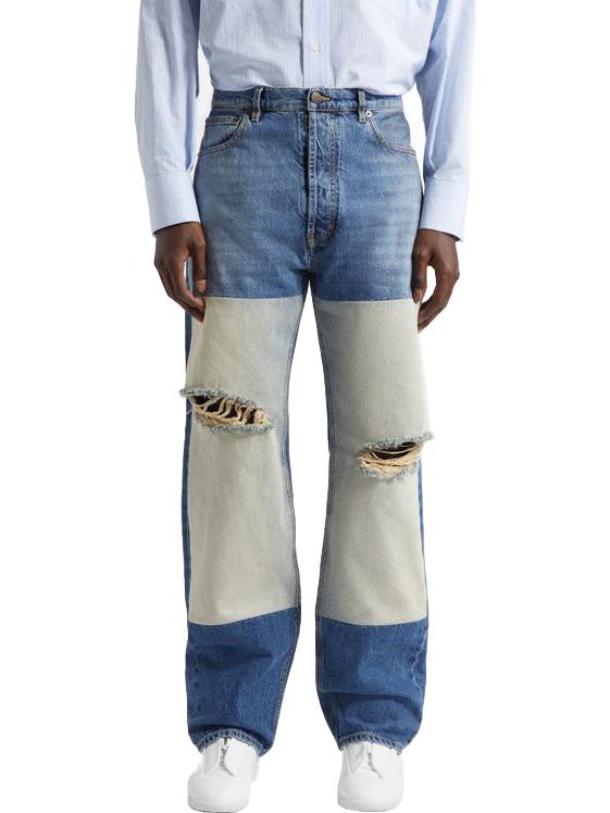 MAISON MARGIELA Maison Margiela Ripped Paneled Straight Leg Jeans